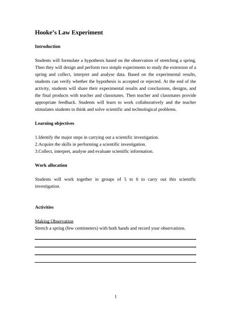 Hooke's Law Experiment