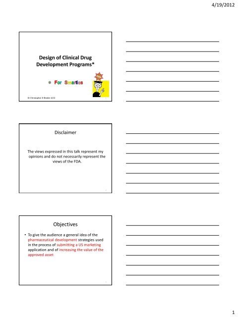 Design of Clinical Drug Development Programs*