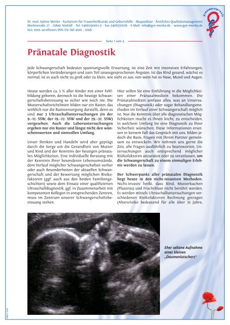 Pränatale Diagnostik - Frauenarztpraxis Dr. Sabine Menke
