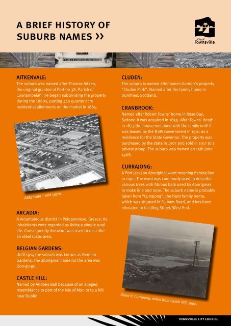 a brief history of suburb names >> - Townsville City Council