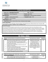 POSITION DESCRIPTION KEY RESULT AREAS