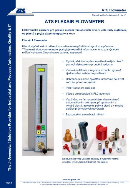 ATS Flexair Flowmeter leaflet CZ v01
