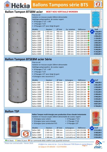 Ballon Tampon BTI8P Inox - MIR
