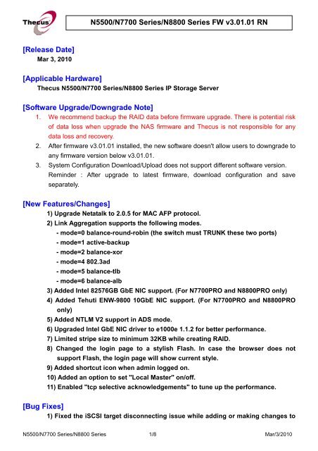 N5500/N7700 Series/N8800 Series FW v3.01.01 RN ... - Thecus
