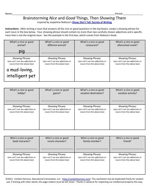 Brainstorming Worksheet For Writing