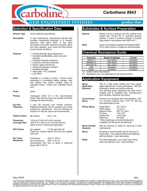 Carbothane 8843 PDS - Carboline