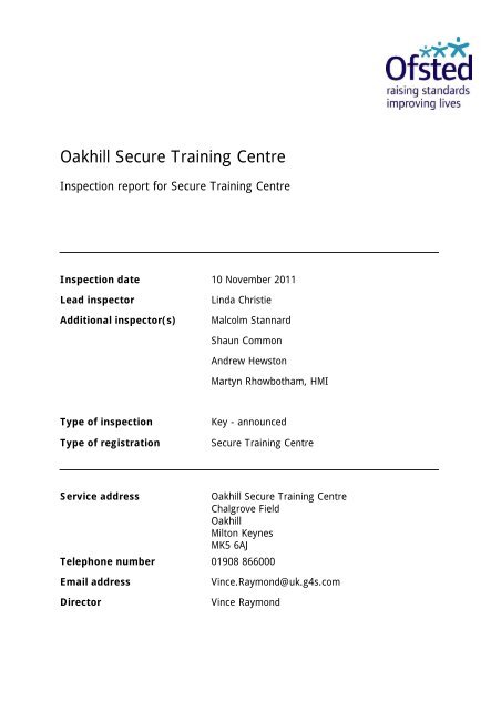 Oakhill Secure Training Centre - Milton Keynes Safeguarding ...