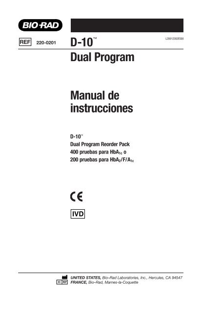 D-10â ¢ Dual Program Manual de instrucciones - BIO-RAD