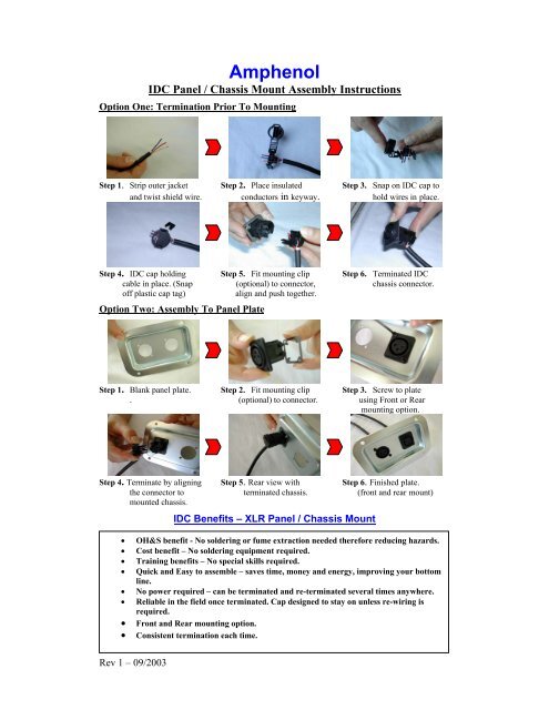 XLR IDC Chassis assembly instructions - Amphenol Audio connectors