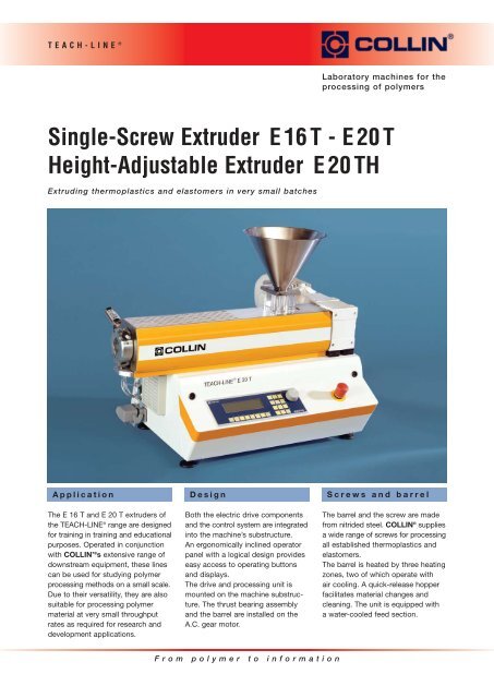 Single-Screw Extruder E16T - E20T Height ... - Dr. Collin GmbH