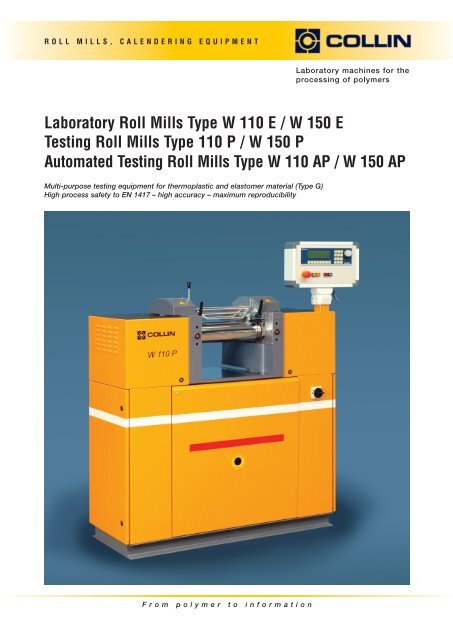 Laboratory Roll Mills Type W 110 E / W 150 E Testing Roll Mills ...