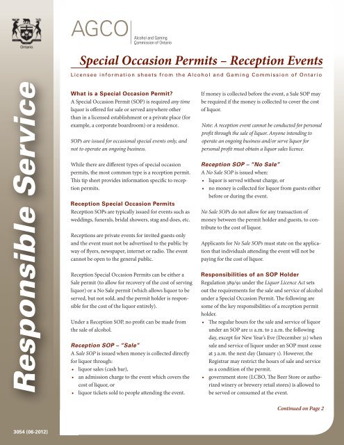 Special Occasion Permits