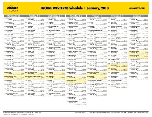 ENCORE WESTERNS Schedule - January, 2013 - Starz
