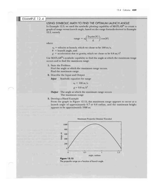 using symbolic math to find the optimum launch angle - Shepherd ...