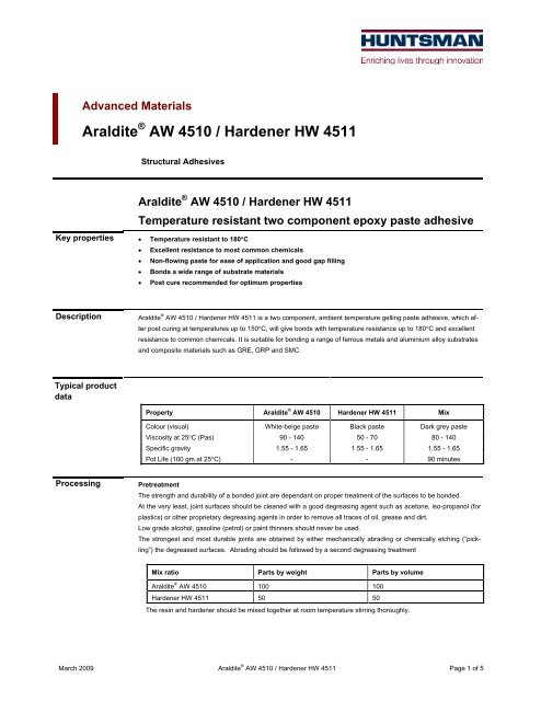 Araldite AW 4510 / Hardener HW 4511 - DanLube