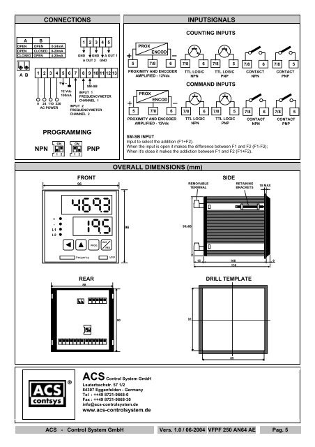 PROGRAMMING OF THE OPERAT