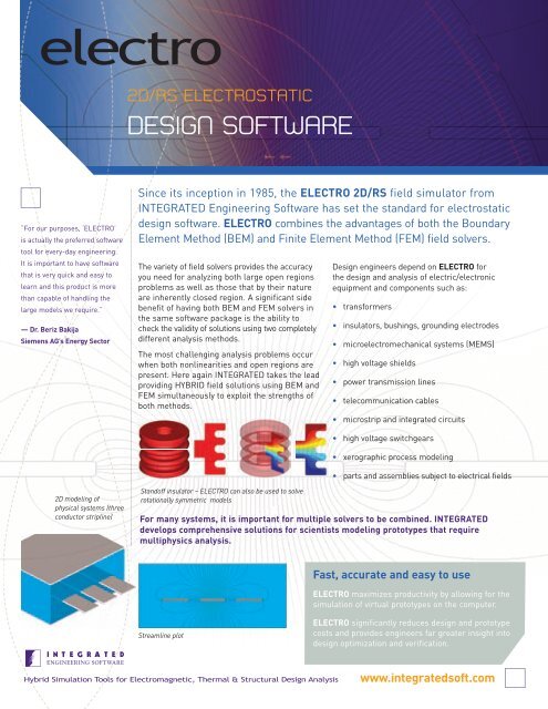Electro product sheet - INTEGRATED Engineering Software