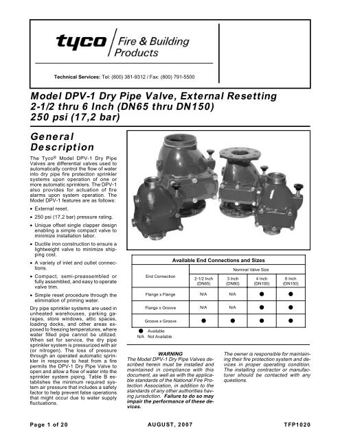 General Description Model DPV-1 Dry Pipe Valve, External ...