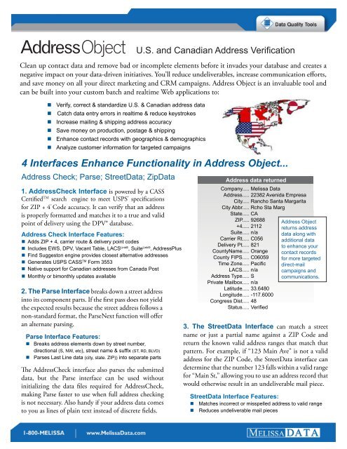 4 Interfaces Enhance Functionality in Address Object... - Melissa Data