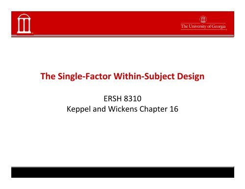The Single-Factor Within-Subject Design