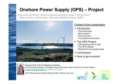 On-shore Power Supply (OPS) - World Ports Climate Initiative