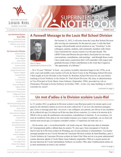Read the latest Notebook - Louis Riel School Division