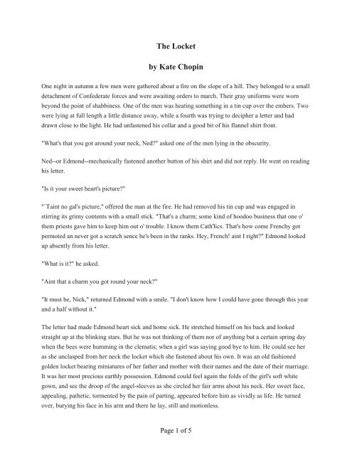 The Locket by Kate Chopin