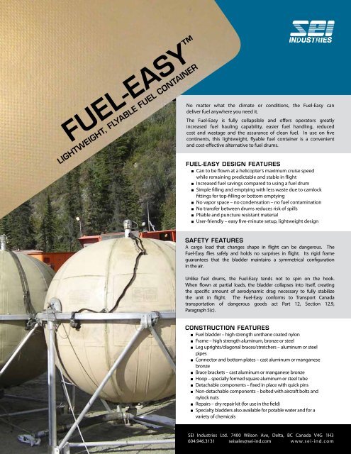 Fuel-Easy Brochure - SEI Industries Ltd.