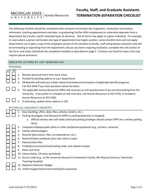 What Is A Separation Checklist - Infoupdate.org