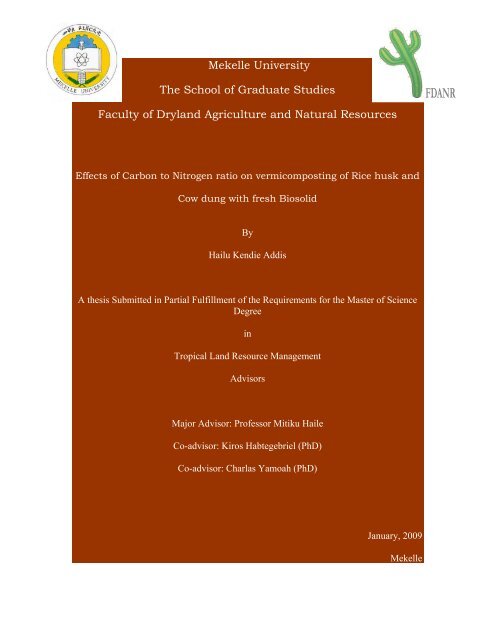 Mekelle University The School of Graduate Studies Faculty of ...