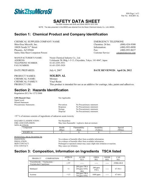 Solbin AL - Shin-Etsu MicroSi, Inc.