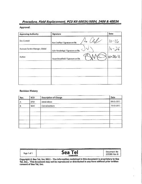 Procedure, Field Replacement, PCU Kit, 6003A/6004, 2406 & 4003A