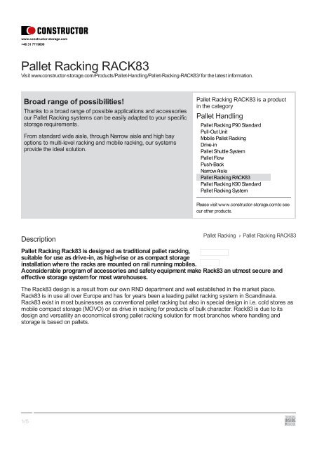 Pallet Racking RACK83 - Constructor Storage
