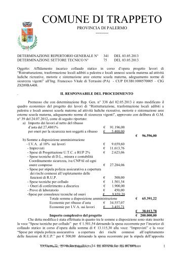 CERTIFICATO COLLAUDO STATICO COMUNE DI ...