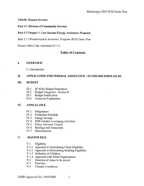 Division of Community Services Part 17 Chapter 1