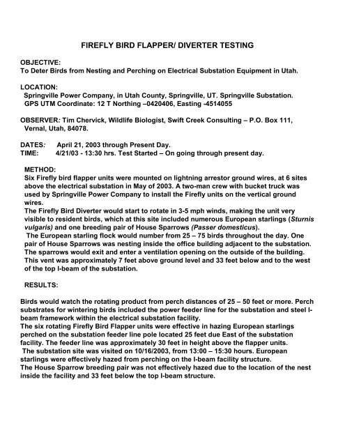 FIREFLY BIRD FLAPPER/ DIVERTER TESTING - drive-electric.hu