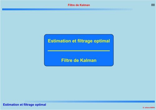 Estimation et filtrage optimal Filtre de Kalman - AVR