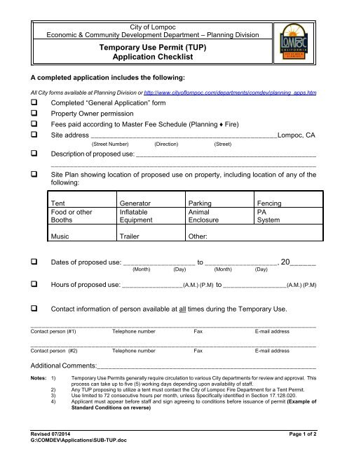 Temporary Use Permit - the City of Lompoc!