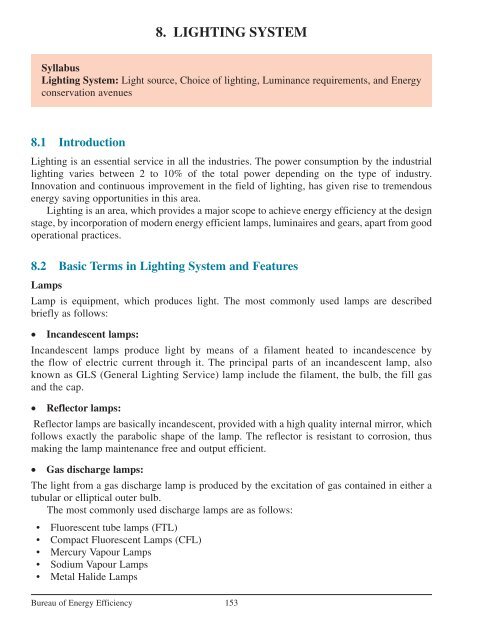 8. LIGHTING SYSTEM - Bureau of Energy Efficiency