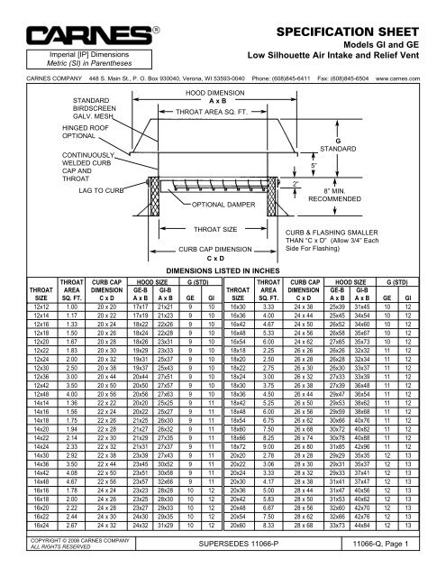 GEGB/GEAB/GIGB/GIAB Spec Sheet - Carnes Company