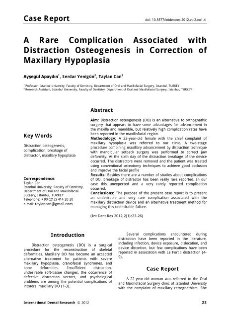 Case Report - International Dental Research