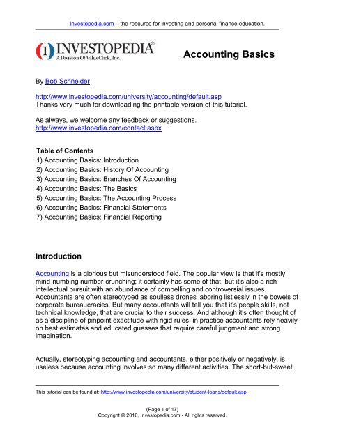 Accounting Basics - Investopedia
