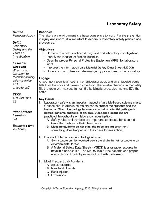 Laboratory Safety - Texas Health Science!