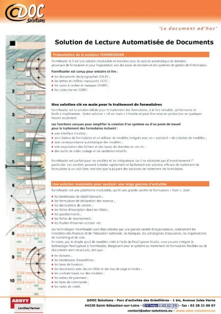 Documentation Formreader - ADOC Solutions