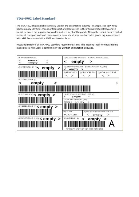 VDA-4902 Label Standard T