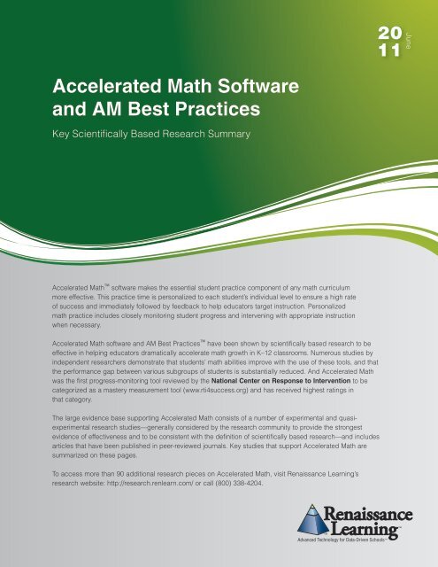 Accelerated Math Software and AM Best Practices - Renaissance ...