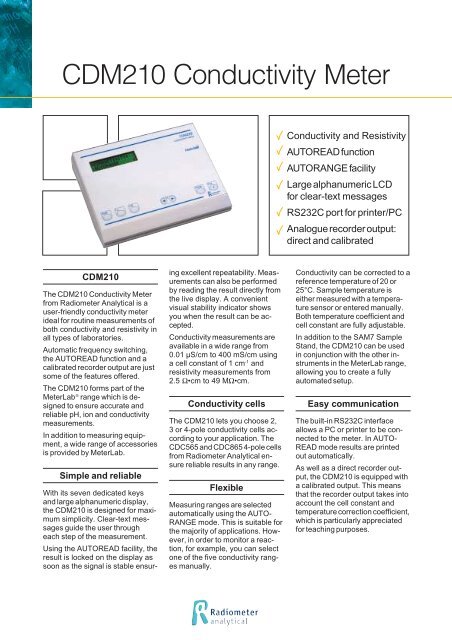 Download "CDM210 Conductivity Meter" - Radiometer Analytical