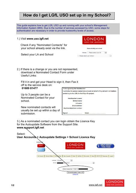 How do I get LGfL USO set up in my School?