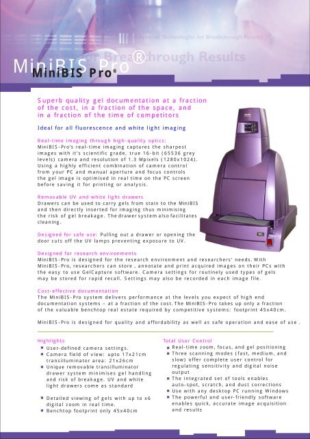 GEL DOCUMENTATION SYSTEMS FROM THE ... - BioSystematica.