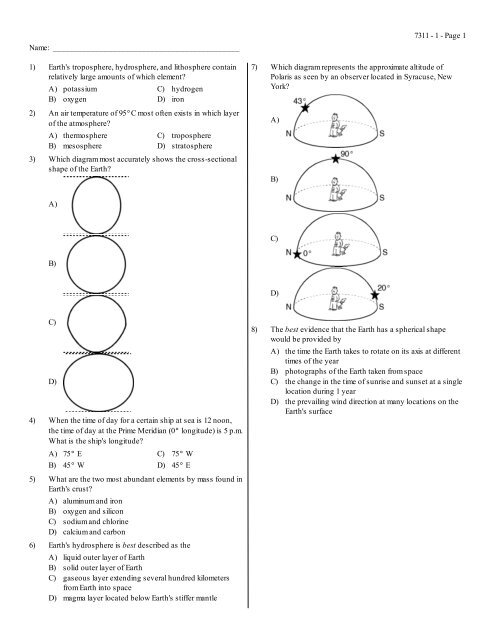 41 questions - Earth Science Regents Review